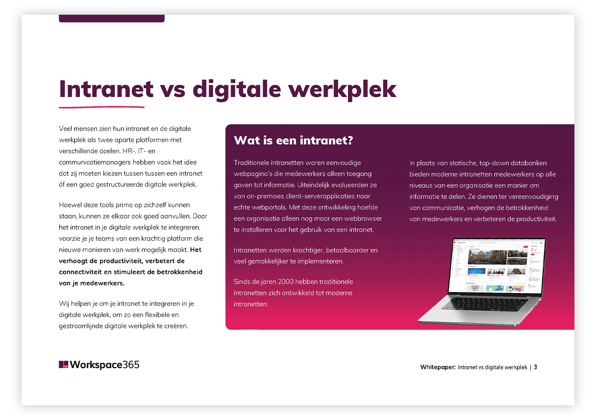 Workspace 365 | Intranet vs digitale werkplek: waarom kiezen?